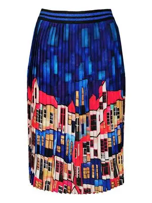 LALIPOP DESIGN Printed Pleated Midi Skirt - Blue