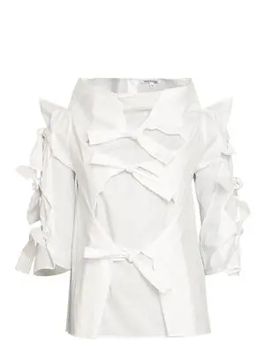 BIANCA POPP Cotton Blouse With Ribbon Detail - White