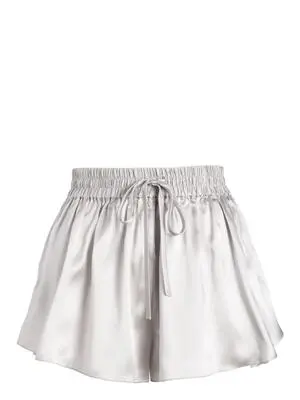 JE MÉRITE (I DESERVE) Pleated Silk Shorts - Silver/grey