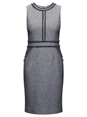 RUMOUR LONDON Eloise Cotton Tweed Dress With Fringed Detail - Blue