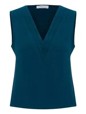 MAAN ISTANBUL V-neck Sleeveless Blouse - Blue
