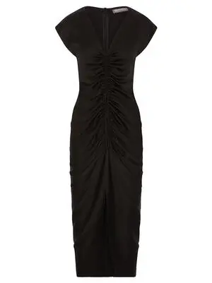 THE SUMMER EDIT Rudi Hammered Silk Ruched Dress - Black