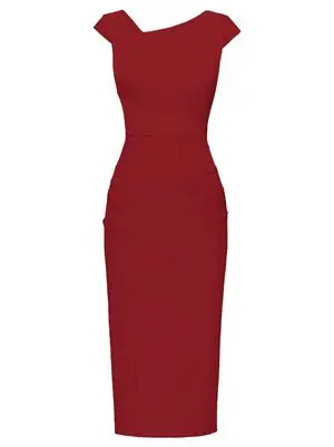 ALINA CERNATESCU Akaani Bodycon Midi Dress With Draped Detailing - Red