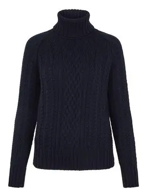 PAUL JAMES KNITWEAR Chunky Merino Wool Roll Neck Jumper - Blue