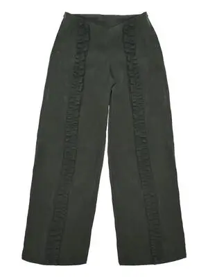 28NATELIER Wide Leg Ruffle Pants - Green