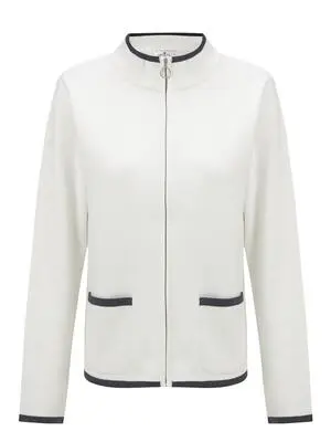 PERALUNA Organic Cotton Zipper Cardigan - White
