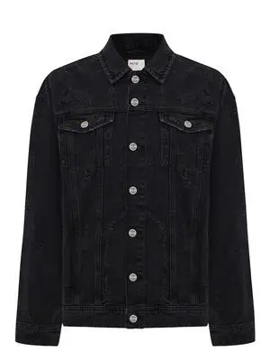 PCFG Distressed Denim Trucker Jacket - Black