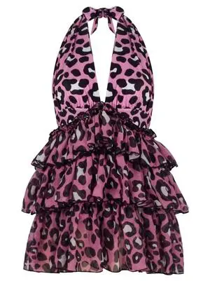 NUR KARAATA Bellano Leo Mini Dress - Pink