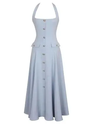 MISS CIRCLE NEW YORK Halterneck A-line Midi Dress - Blue