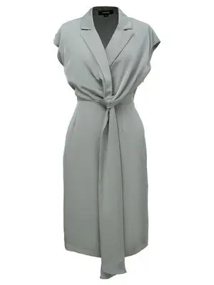 SMART AND JOY Asymmetrical Draped Knee Length Dress - Green