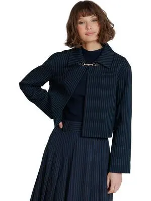 LOU&UP (FORMERLY LOUP CLOTHING) Pinstripe Jacket With Horse Bit Buckle - Blue