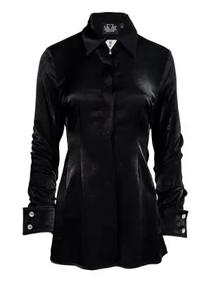 VAZAF Satin-touch Shirt With Necklace - Black