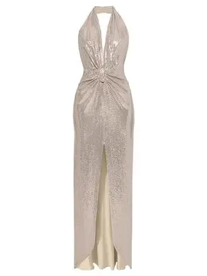 NISSA Sequin Backless Maxi Dress - Silver