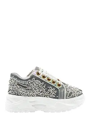 RETTROSE Iska Embellished Satin Trainers - Grey