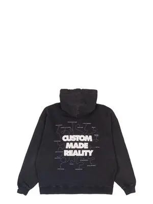 MYSIMPLICATED Oversized Cotton Hoodie With Graphic Print - Black/white/grey