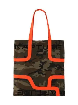 KAPTURE Camouflage Print Tote Bag - Green/orange