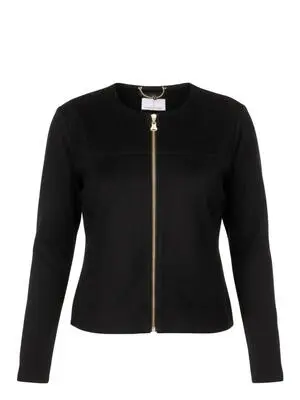 FRANCHETTI BOND Gianella Suedette Zip-Up Jacket Black