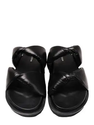 VICSON Leather Ibiza Slides - Black