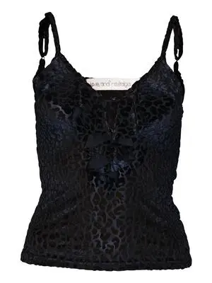 LOVE AND NOSTALGIA Georgia Ruffle Burnout Cami - Black