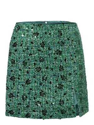 AMY LYNN Sequin Bouclé Mini Skirt - Green