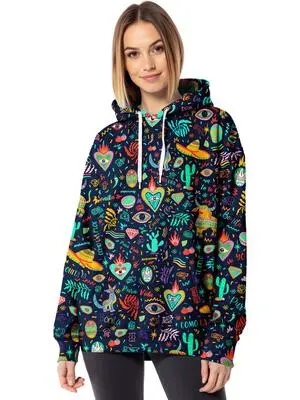 ALOHA FROM DEER Graphic Print Oversized Hoodie - Green/blue