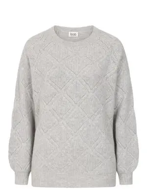 LOOP CASHMERE Diamond Stitch Cashmere Sweater - Grey