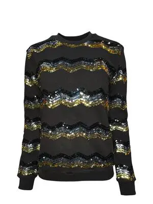 ANY OLD IRON Sequin Embellished Sweatshirt - Gold/black/silver