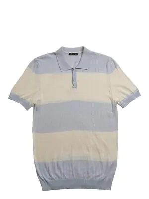 EIGHT X Blue / White Gondola Knit Polo Light Blue - Blue/white
