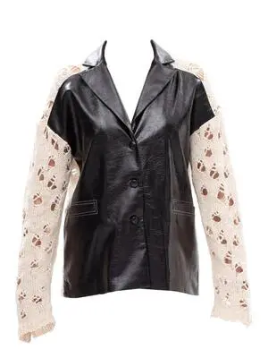 MAISON BOGOMIL Maison Bogomil Back Shift Glossy Leather Blazer With Knitted Sleeves