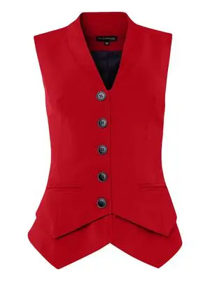 TIA DORRAINE Fitted Single-breasted Waistcoat - Red