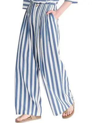 PAISIE Front Pleated Wide Leg Trousers - Blue