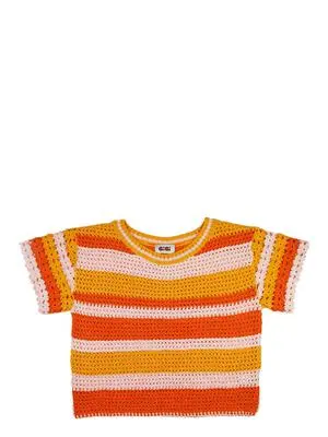 GIGI KNITWEAR Flower Cotton Knit T-shirt - Orange