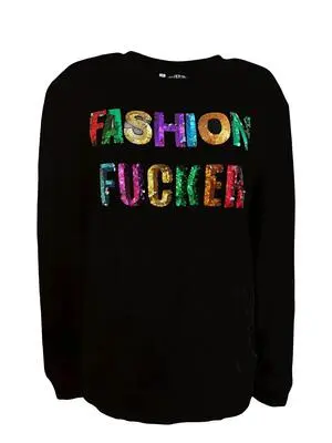 ANY OLD IRON Rainbow Sequin Sweatshirt - Black