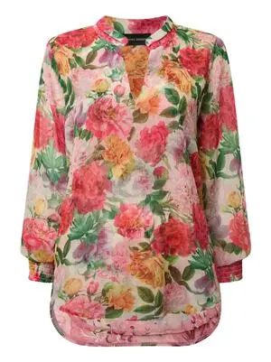 JAMES LAKELAND Floral Print Blouse Green/orange/pink