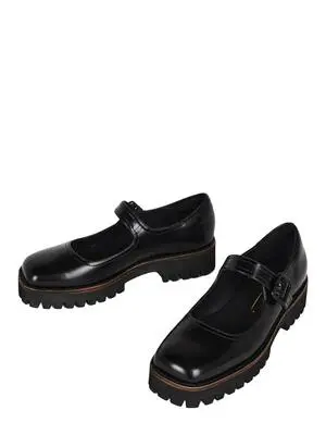 Intentionally Blank Veronica Box Leather Lug Sole Mary Jane - Black