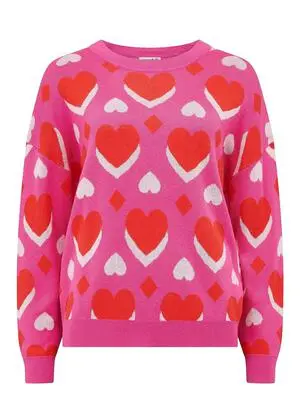 SUGARHILL BRIGHTON Andi Sweater Geo Hearts - Pink