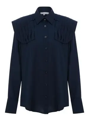 MAAN ISTANBUL Naomi Silk Wave Shirt - Blue