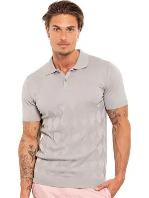 EIGHT X Argyle Knit Polo - Grey