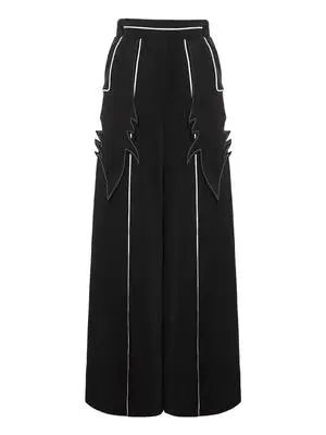 JULIA ALLERT Wide-leg Trousers With Contrast Piping - Black