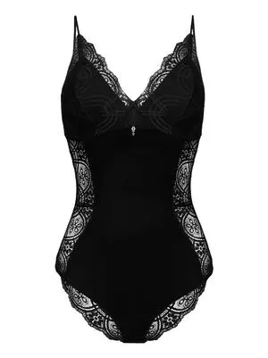 OH!ZUZA NIGHT&DAY Lace Bodysuit With Adjustable Straps - Black