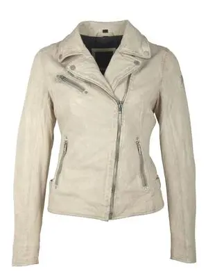 Mauritius Sofia RF Leather Biker Jacket Black/white