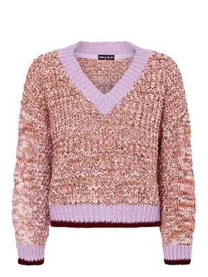 CARA & THE SKY Amy V-neck Cable Jumper - Red
