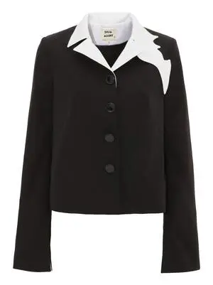 JULIA ALLERT Tailored Cropped Blazer With Contrast Collar - Black