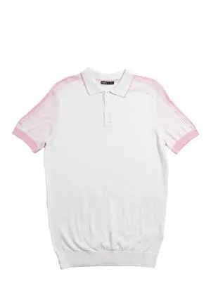 EIGHT X Pink / White Knit Polo With Shoulder Design White Pink - Pink/white