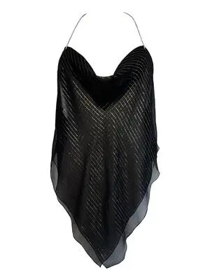 BY NOA RAWITZ Silk Chiffon Cowl Top - Black/gold