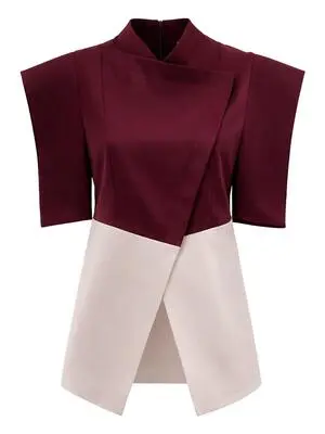 JULIA ALLERT Asymmetric Colour Block Top - Red