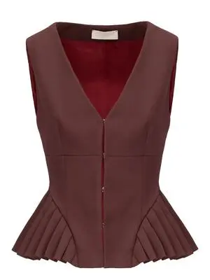 GEORGETTE Fitted Peplum Hem Vest - Brown