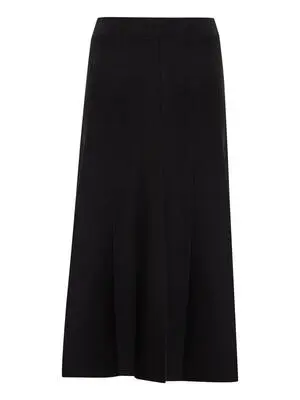 EXQUISE High Waist Knit Midi Skirt - Black