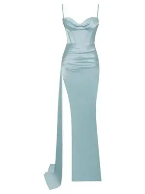 MISS CIRCLE NEW YORK Strappy Satin Corset Gown - Blue