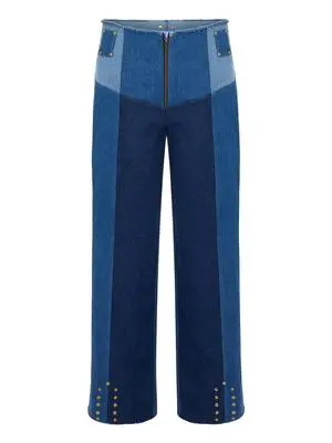 MAYAMU Arden Studded Denim Trousers - Blue
